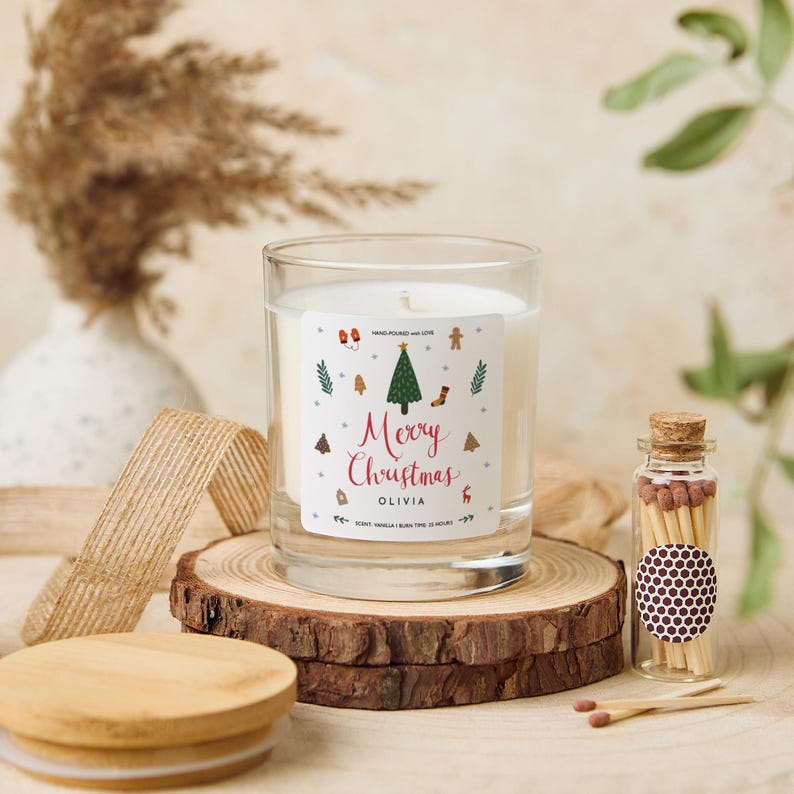 Personalised Merry Christmas Candle Gift – Custom Name Scented Candle ...