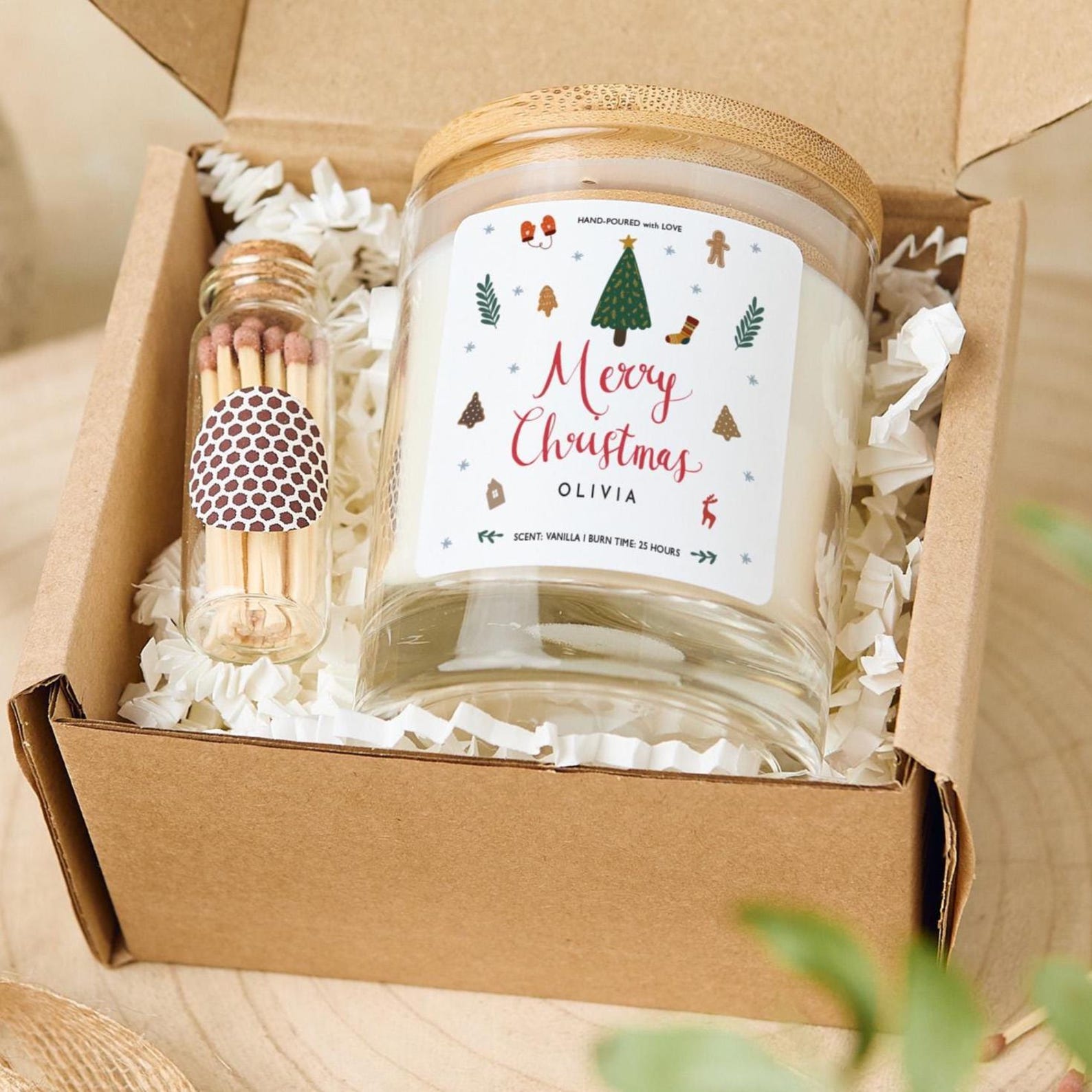 Personalised Merry Christmas Candle Gift – Custom Name Scented Candle ...
