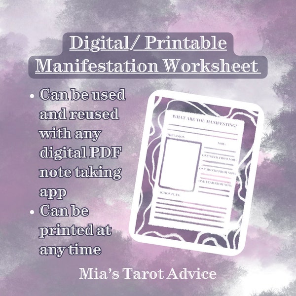 Manifestation Worksheet - Etsy