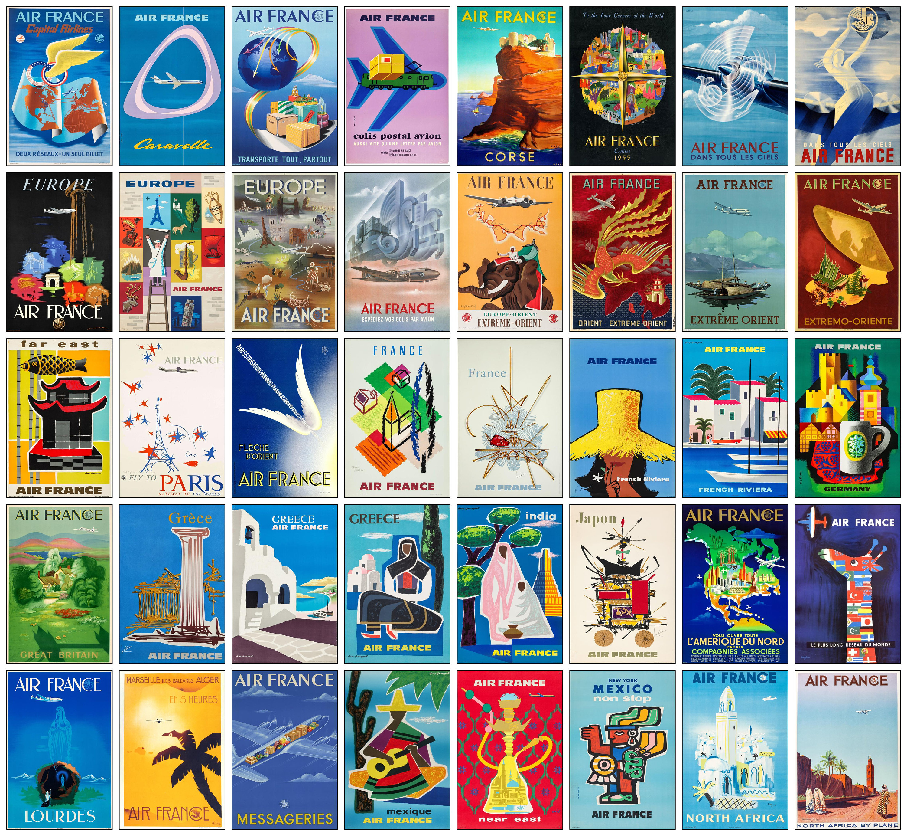 Set of 123 Air France Travel Posters 1930-1970 Vintage Advertising - Etsy