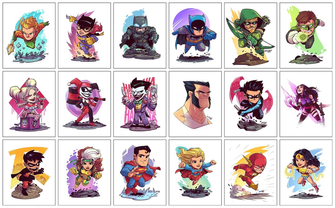 Chibi Set of 19 DC Comics Cartoon Character Posters Kids - Etsy Australia