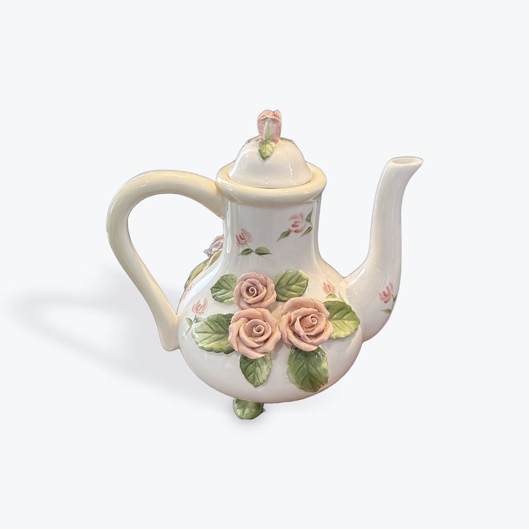 Pink Roses Teapot - Etsy