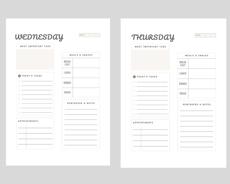 7 Day Planner Printable PDF Download Digital Planner - Etsy