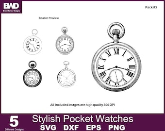 15 Original Pocket Watch Designs SVG, DXF, PNG, Cut File for Cricut ...