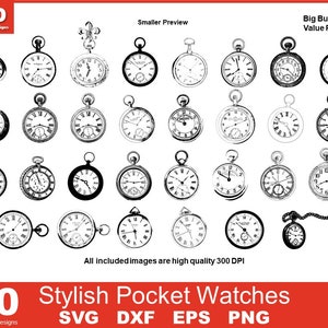 30 Original Pocket Watch Designs SVG, DXF, PNG, Cut File for Cricut ...