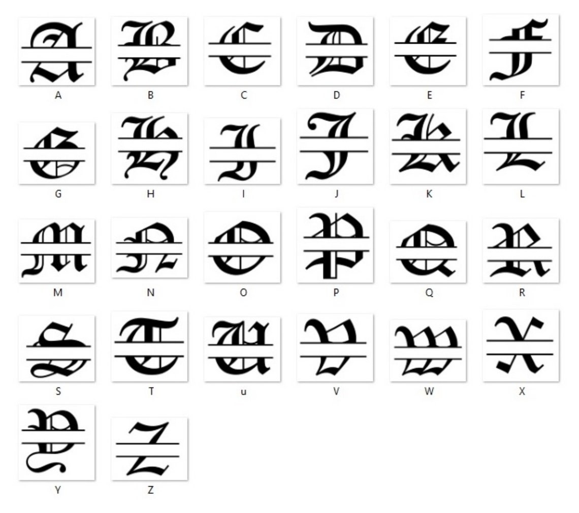 Split Monogram Alphabet SVG DXF PNG Split Monogram Frame 26 - Etsy