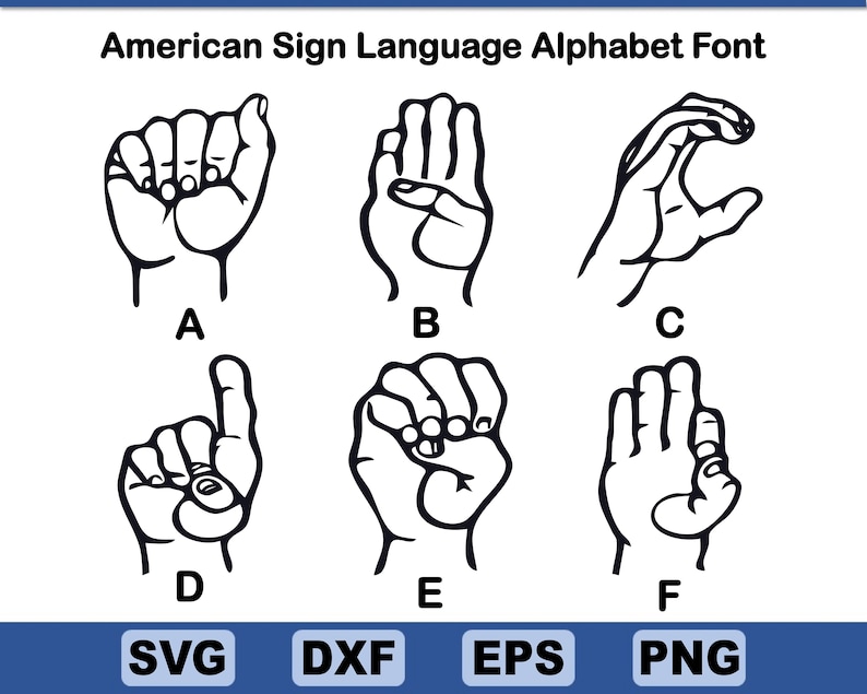American Sign Language Alphabet Font SVG, PNG, Hand Gesture Font, ASL ...