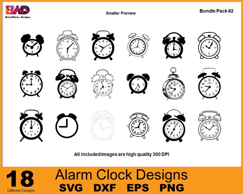 18 Original Alarm Clock Designs SVG DXF PNG Cut File for - Etsy