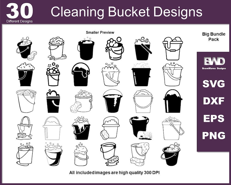 30 Original Cleaning Bucket & Soapy Water Bubbles Clip-art SVG, DXF ...