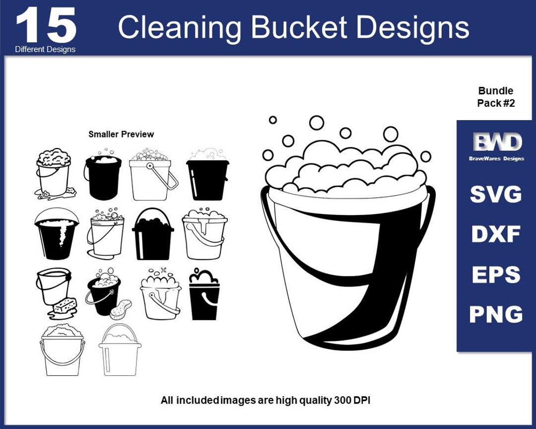 15 Original Cleaning Bucket & Soapy Water Bubbles Clip-art SVG, DXF ...