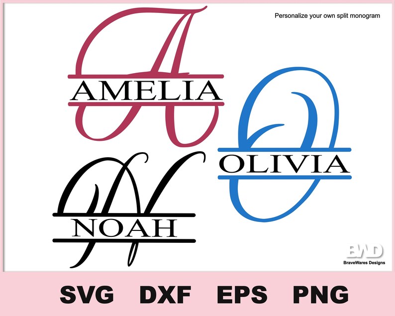 26 Split Monogram Alphabet SVG, DXF, PNG, Split Monogram Frame Alphabet ...