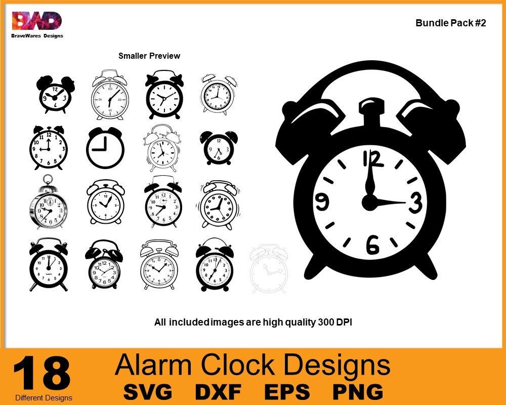 18 Original Alarm Clock Designs SVG, DXF, PNG, Cut File for Cricut ...