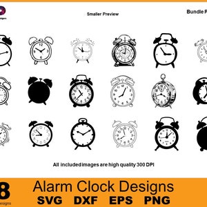 18 Original Alarm Clock Designs SVG, DXF, PNG, Cut File for Cricut ...