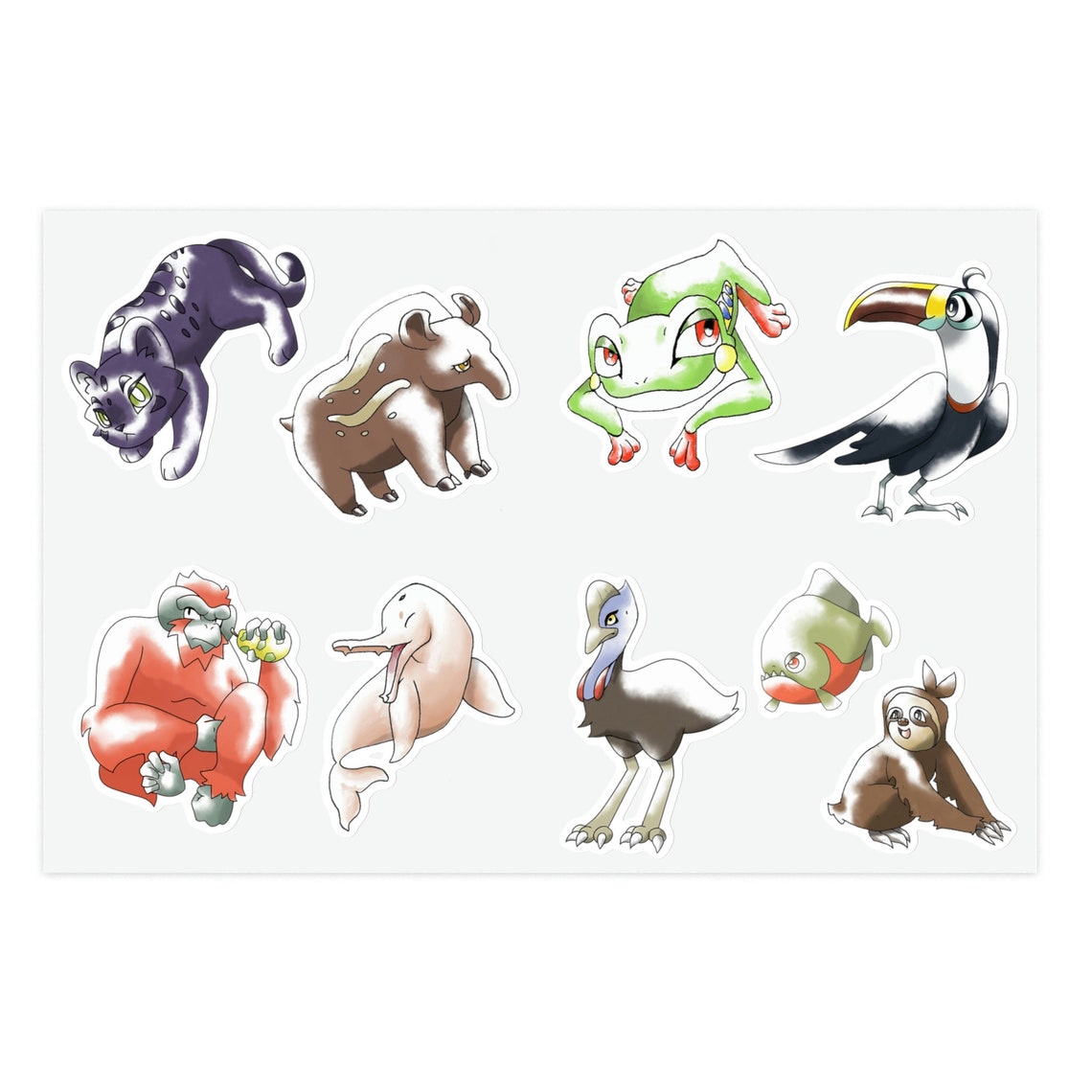 Animaldex Rainforest Sticker Sheet - Jaguar, Tapir, Tree Frog, Toucan ...