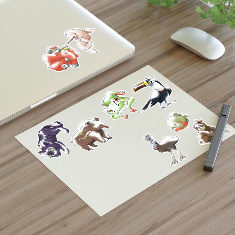 Animaldex Rainforest Sticker Sheet - Jaguar, Tapir, Tree Frog, Toucan ...
