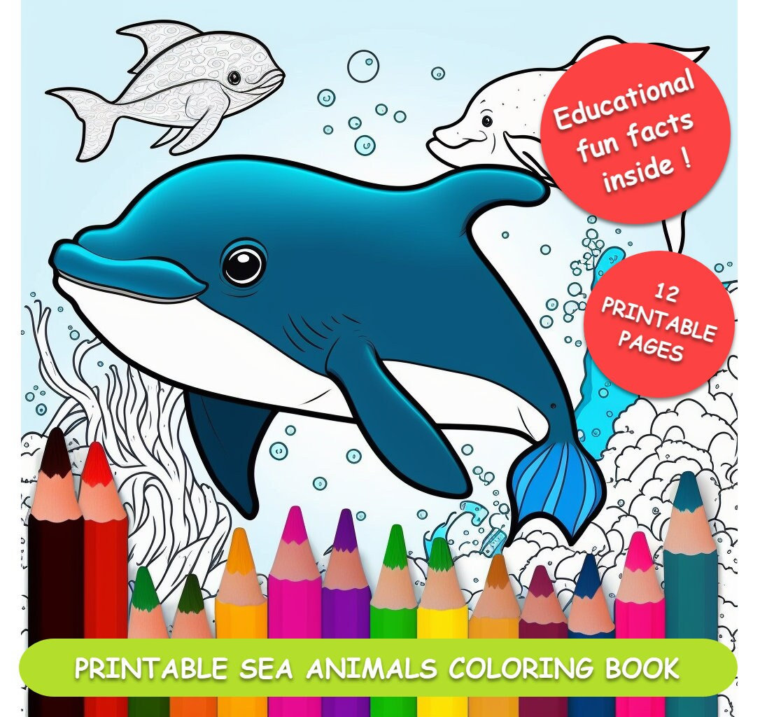 Educational Printable Sea Animals Coloring Book - Etsy