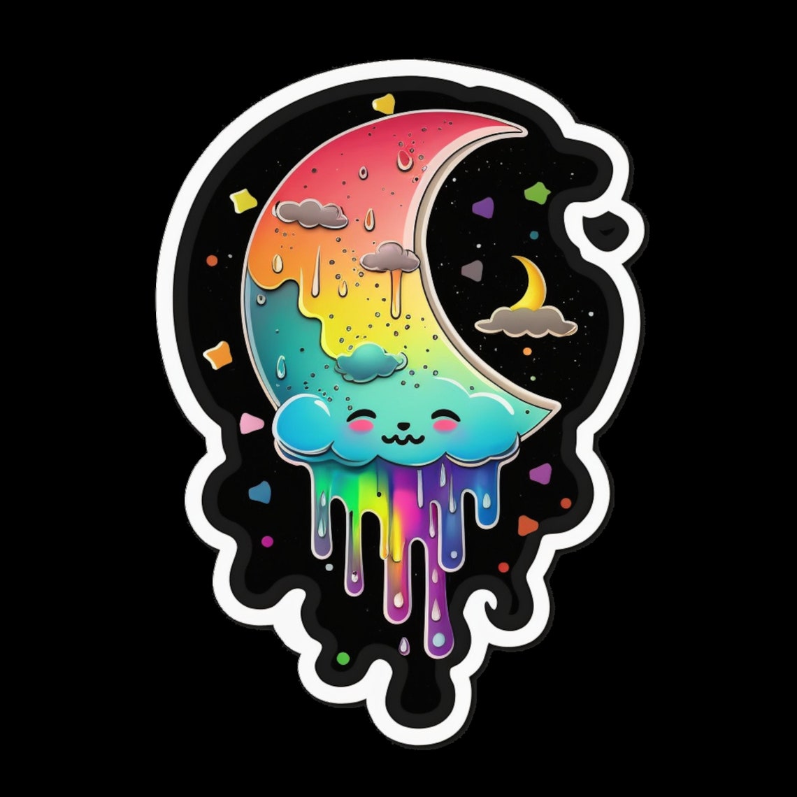 Cute Acid Trip Moon: Enchanting Galaxy Art Sticker Pack - Etsy
