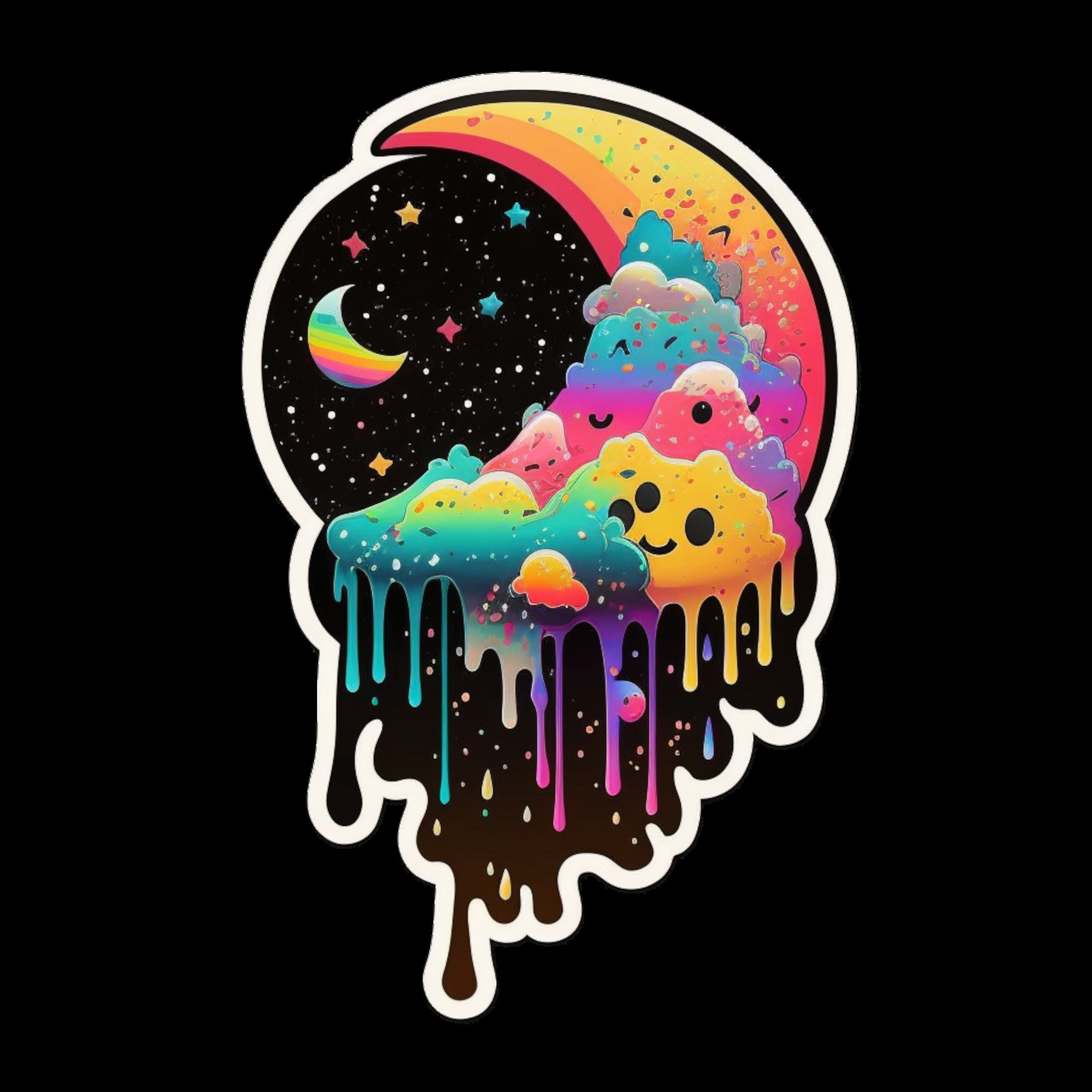 Cute Acid Trip Moon: Enchanting Galaxy Art Sticker Pack - Etsy