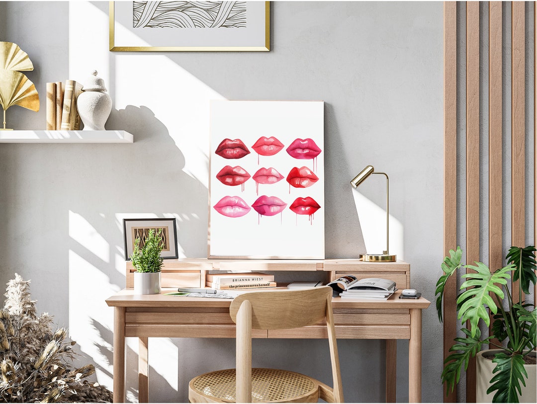Valentines Day Clip Art Red Lips Kiss Digital Download I Fashion Wall ...