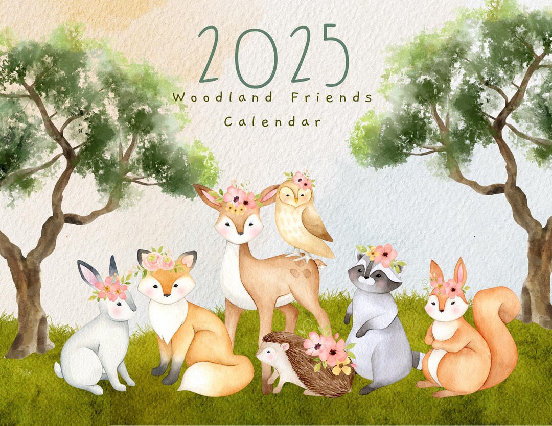 2025 Woodland Friends Wall Calendar Adorable Monthly Forest Animal ...