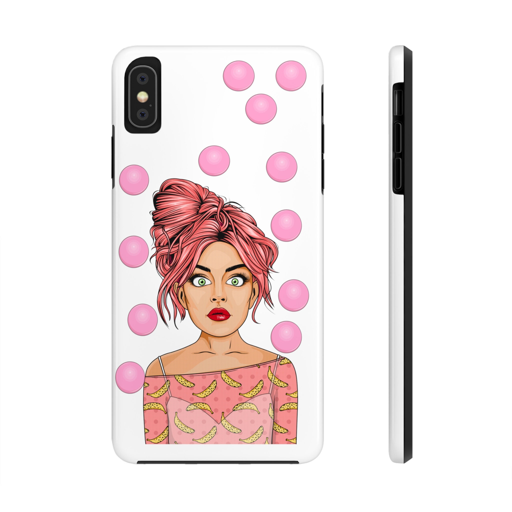 Bubblegum Comic Phone Case, Polka Dot Phone Case, Pink Polka Dot Phone ...