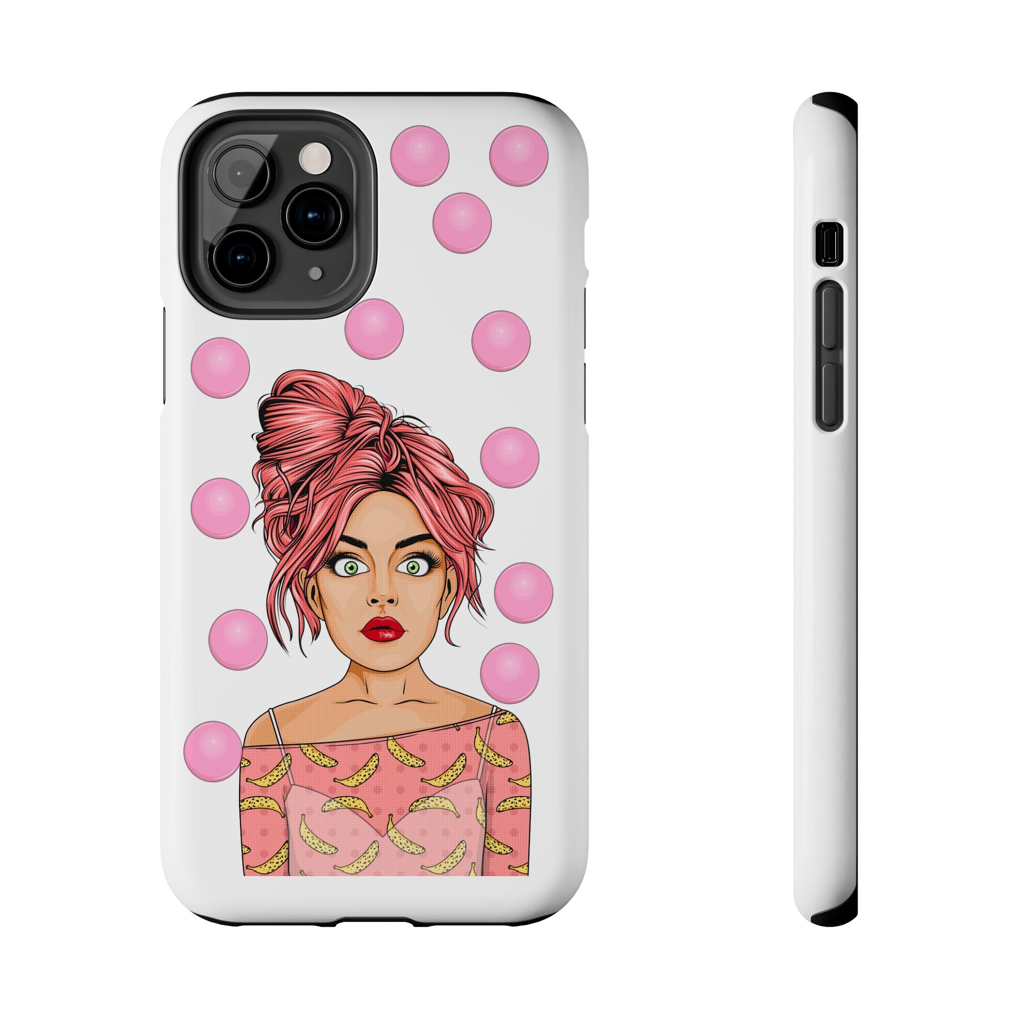 Bubblegum Comic Phone Case, Polka Dot Phone Case, Pink Polka Dot Phone ...