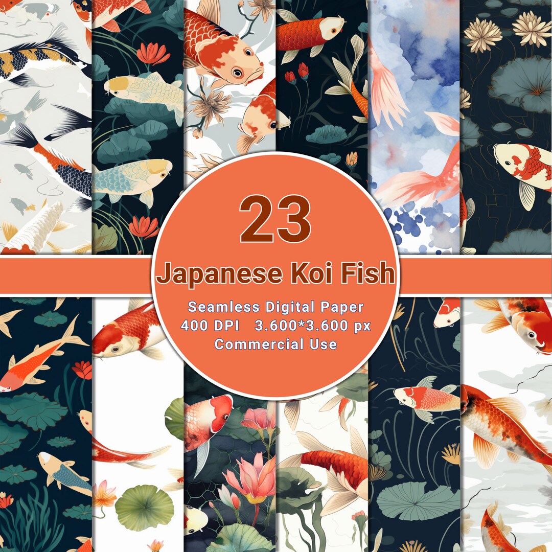 Japanese Koi Fish Pattern Transparent Background PNG, Commercial Use ...