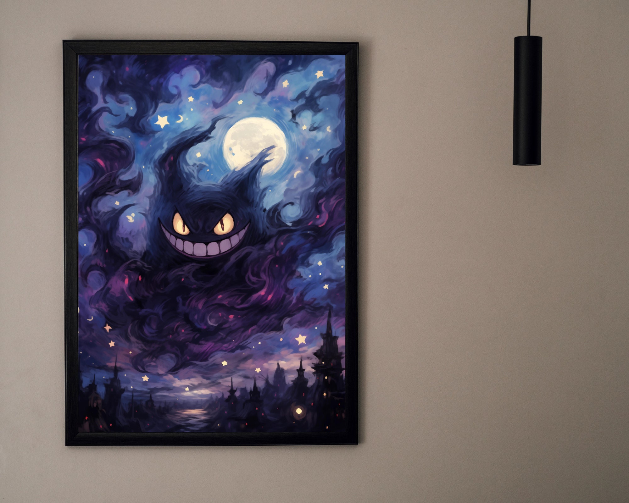 Gengar Van Gogh Print, Anime Poster, Printable Wall Art, Bedroom Wall ...