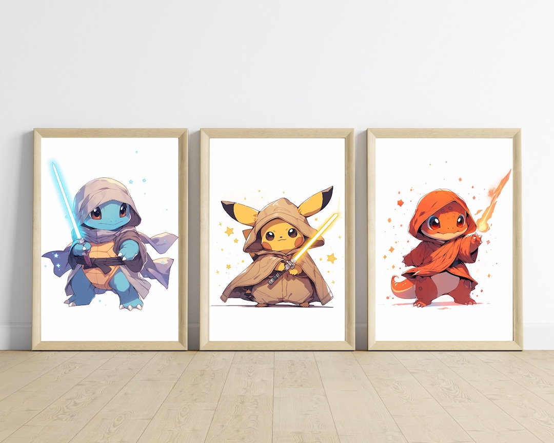Ash Pokemons in Star Wars Style, Pokemon Jedi, Anime Poster, Printable ...