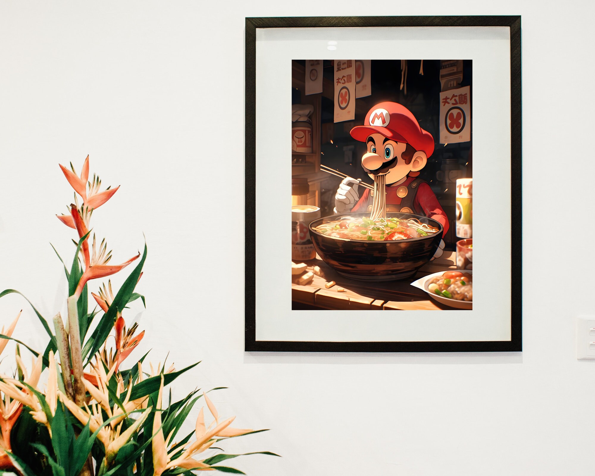 Super Mario Eating Ramen Mario Bros Japanese Wall Art - Etsy