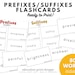 Prefix Suffix Flashcards: Vocabulary Root Words (PDF) - Etsy