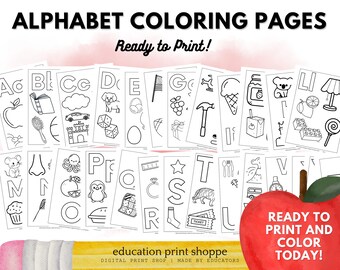 Alphabet Coloring Pages: K-2 Learning, Preschool Activities (digital ...