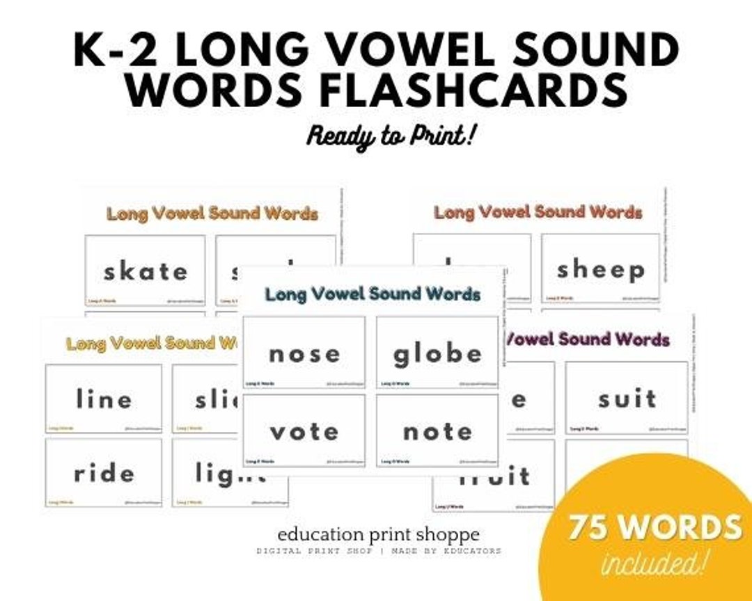 Long Vowel Sound Flashcards: K-2 Phonemic Awareness (PDF) - Etsy