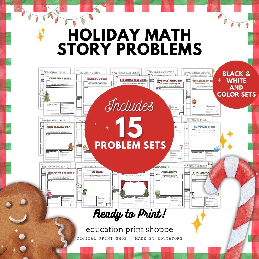 Holiday Math Story Problems: Grades 3-5 (digital Download) - Etsy