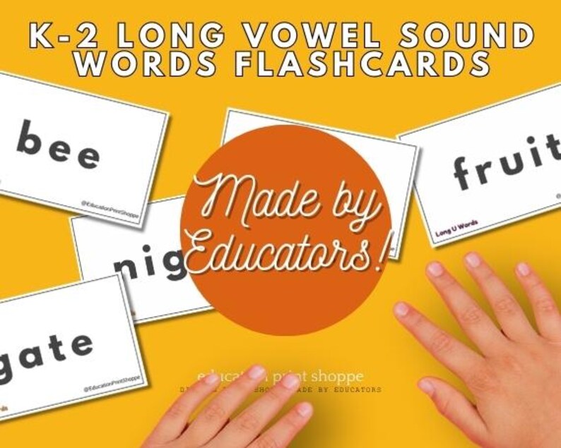 K-2 Long Vowel Sound Words Flashcards | Phonemic Awareness | Printable ...