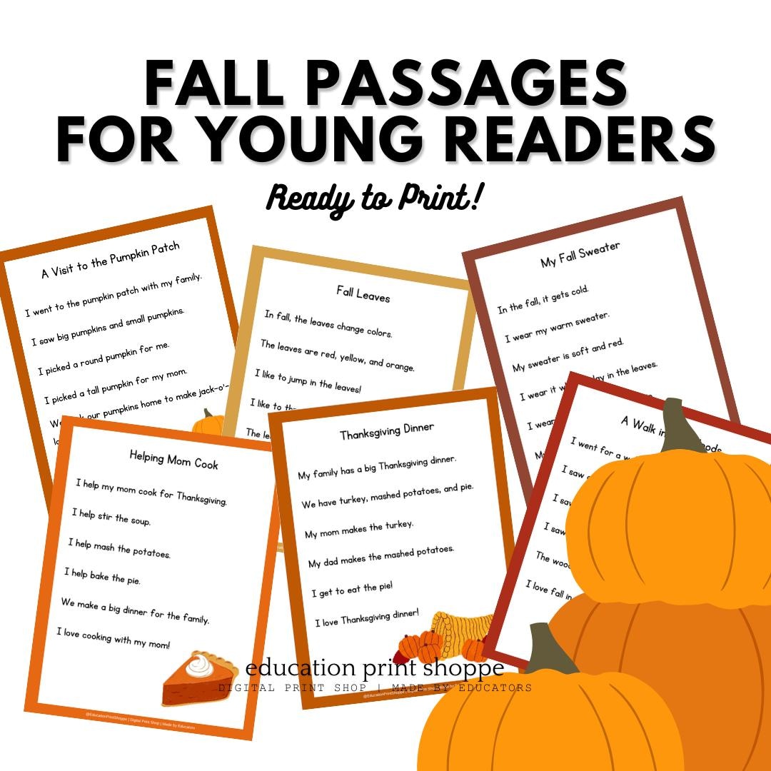 Fall Passages for Young Readers | Reading Passage | Fluency Passages ...