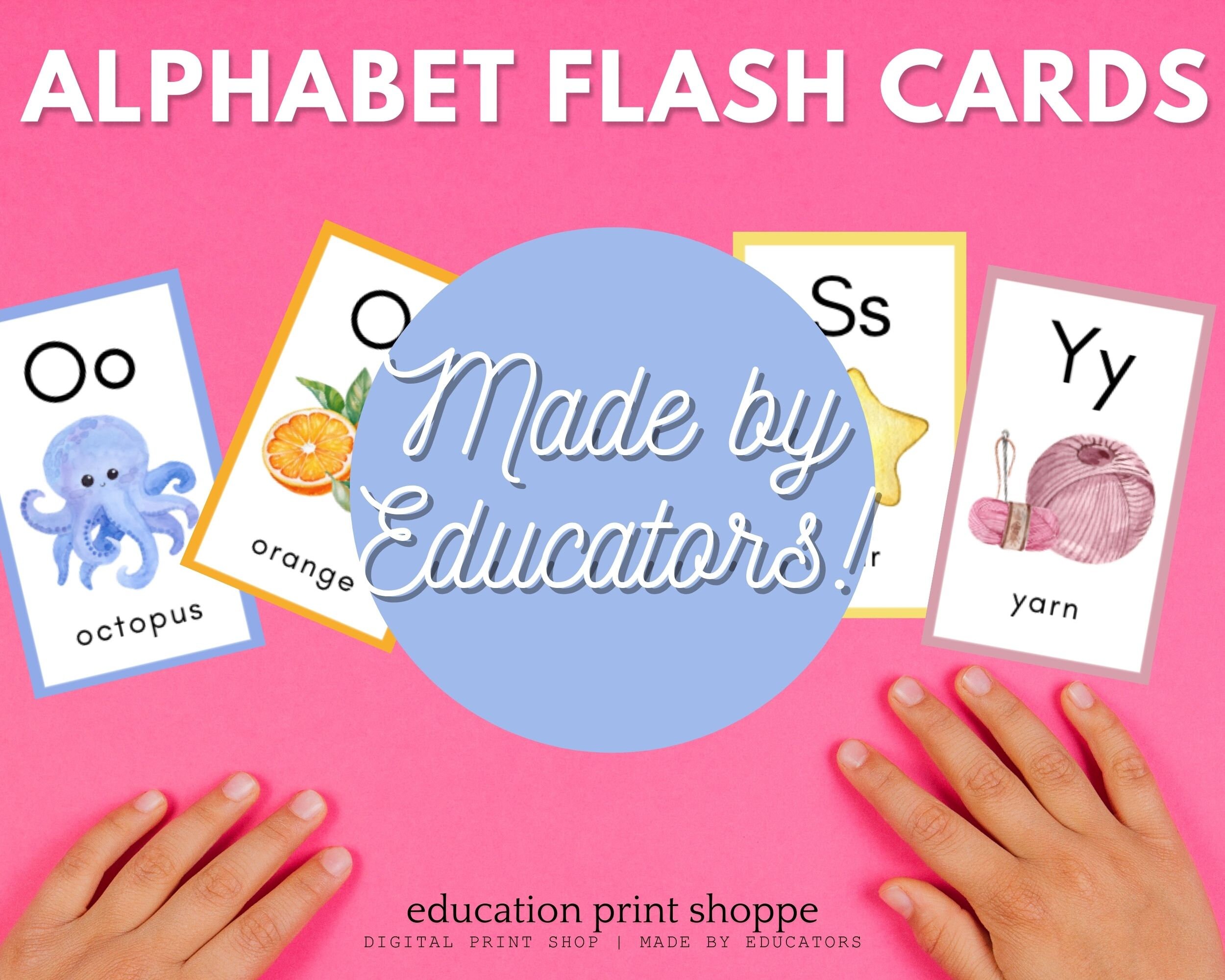 Watercolor Alphabet Flash Cards: Preschool Learning (digital Download ...