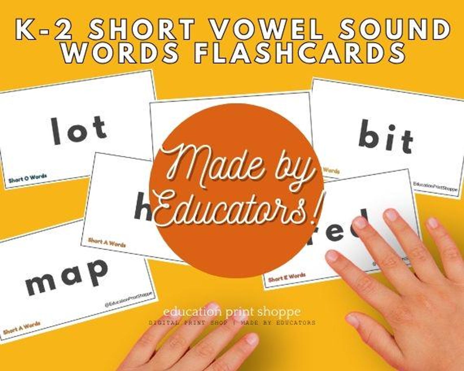 Short Vowel Sounds Flashcards: K-2 Literacy (PDF Download) - Etsy