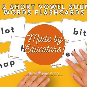 Montessori K-2 Short Vowel Sound Words Flashcards Phonemic Awareness ...