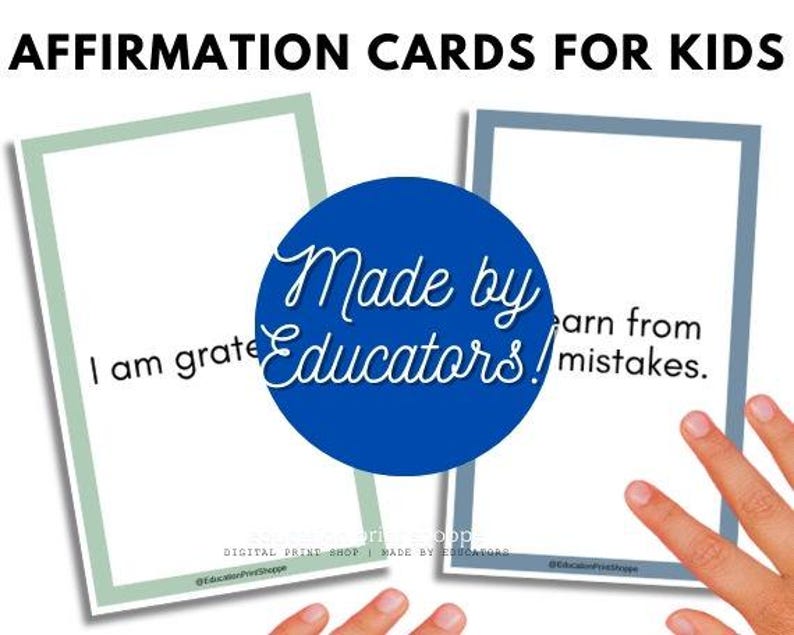 Positive Affirmation Cards for Kids: 100 Printable Montessori Flash ...