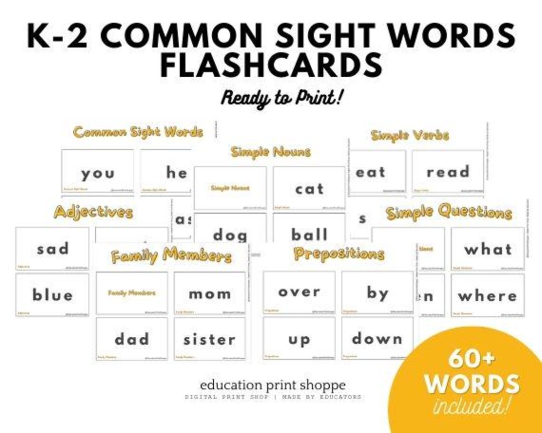 Common Sight Words Flashcards | High-frequency Words Vocabulary Root ...
