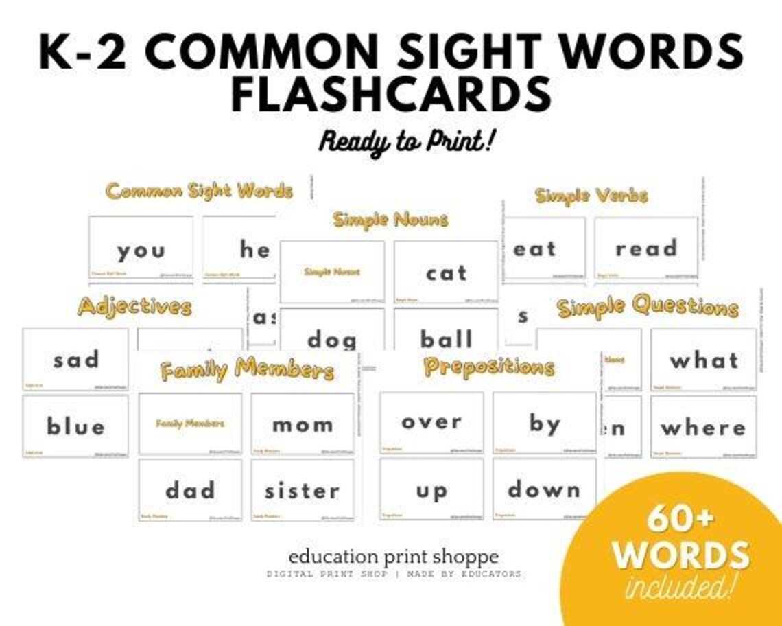 Common Sight Words Flashcards | High-frequency Words Vocabulary Root ...