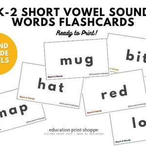 Short Vowel Sounds Flashcards: K-2 Literacy (PDF Download) - Etsy