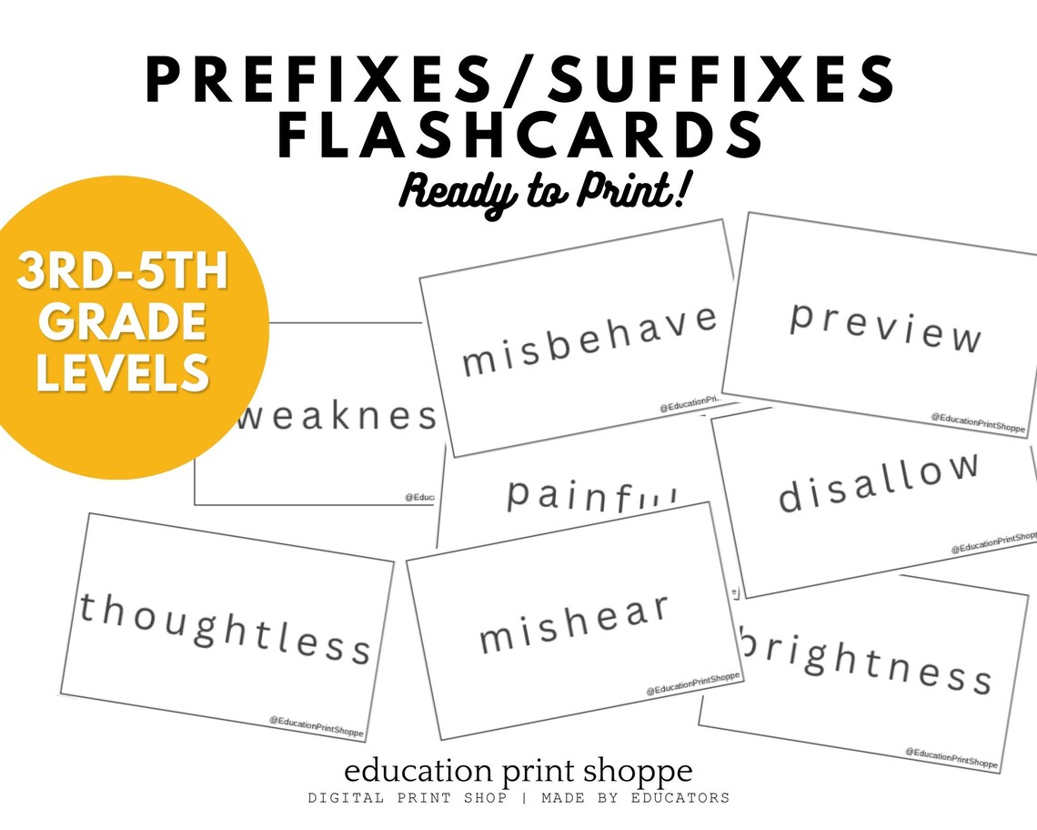 Prefix and Suffix Flashcards | Vocabulary Root Words | Printable ...