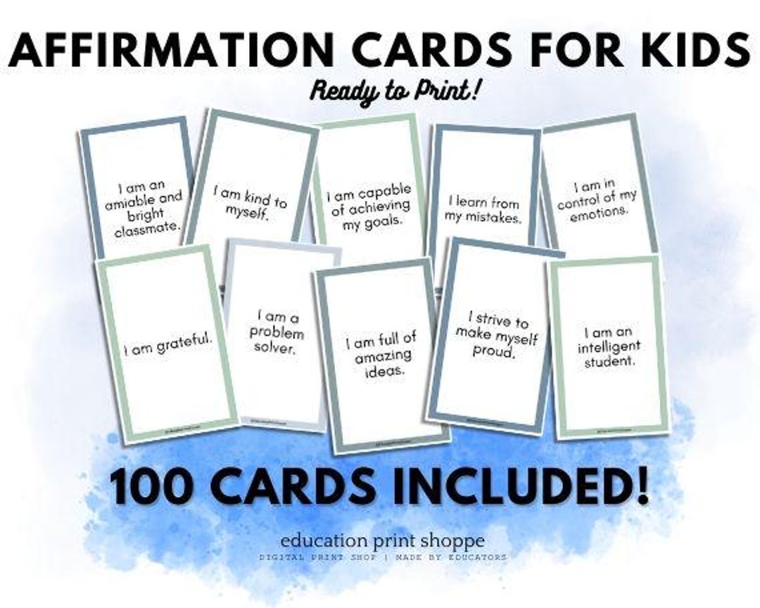 Affirmation Cards for Kids Printable | Positive Affirmation Cards ...