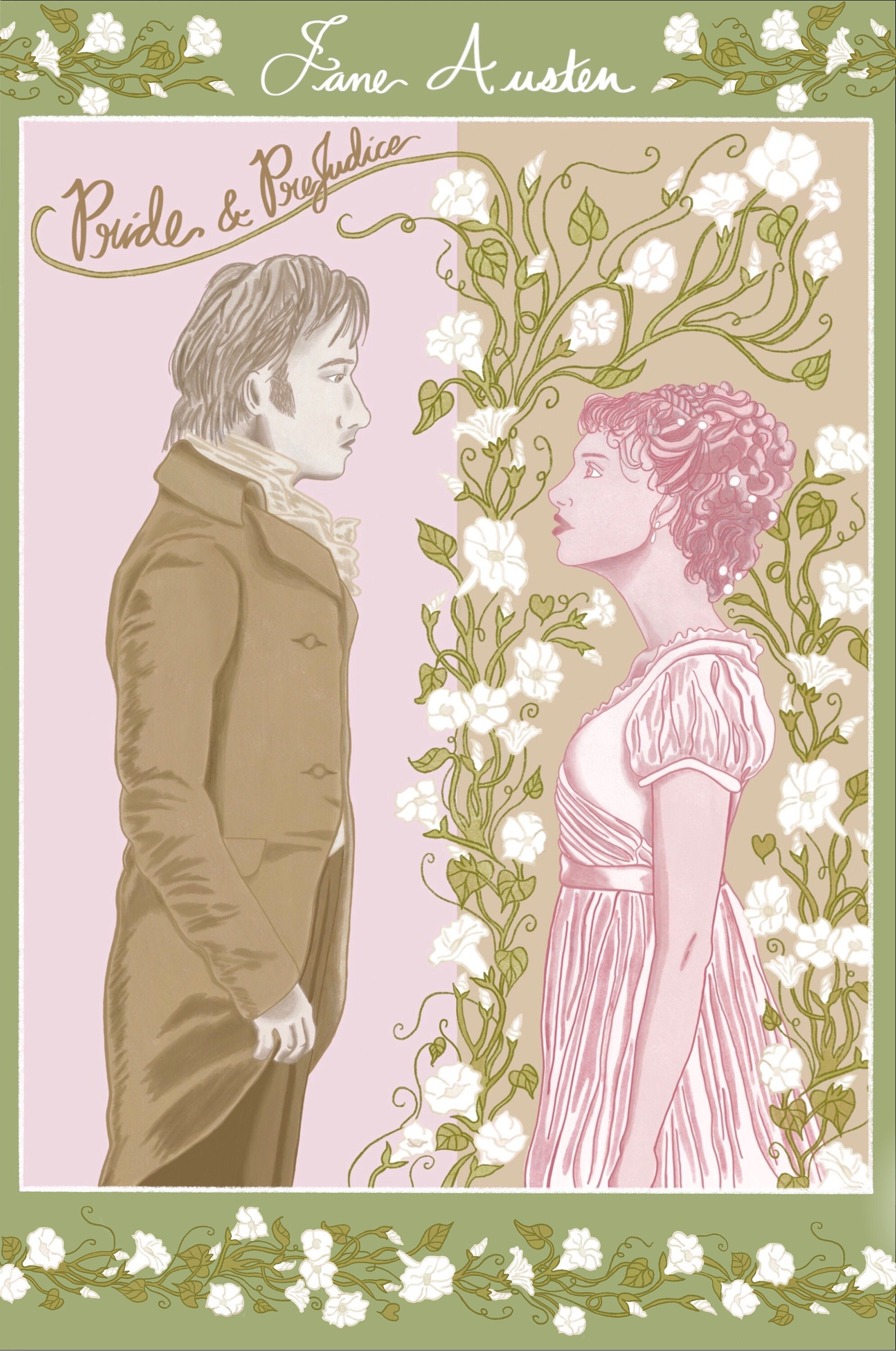 Pride and Prejudice Art Print - Illustrated Book Cover - Book Art Print ...