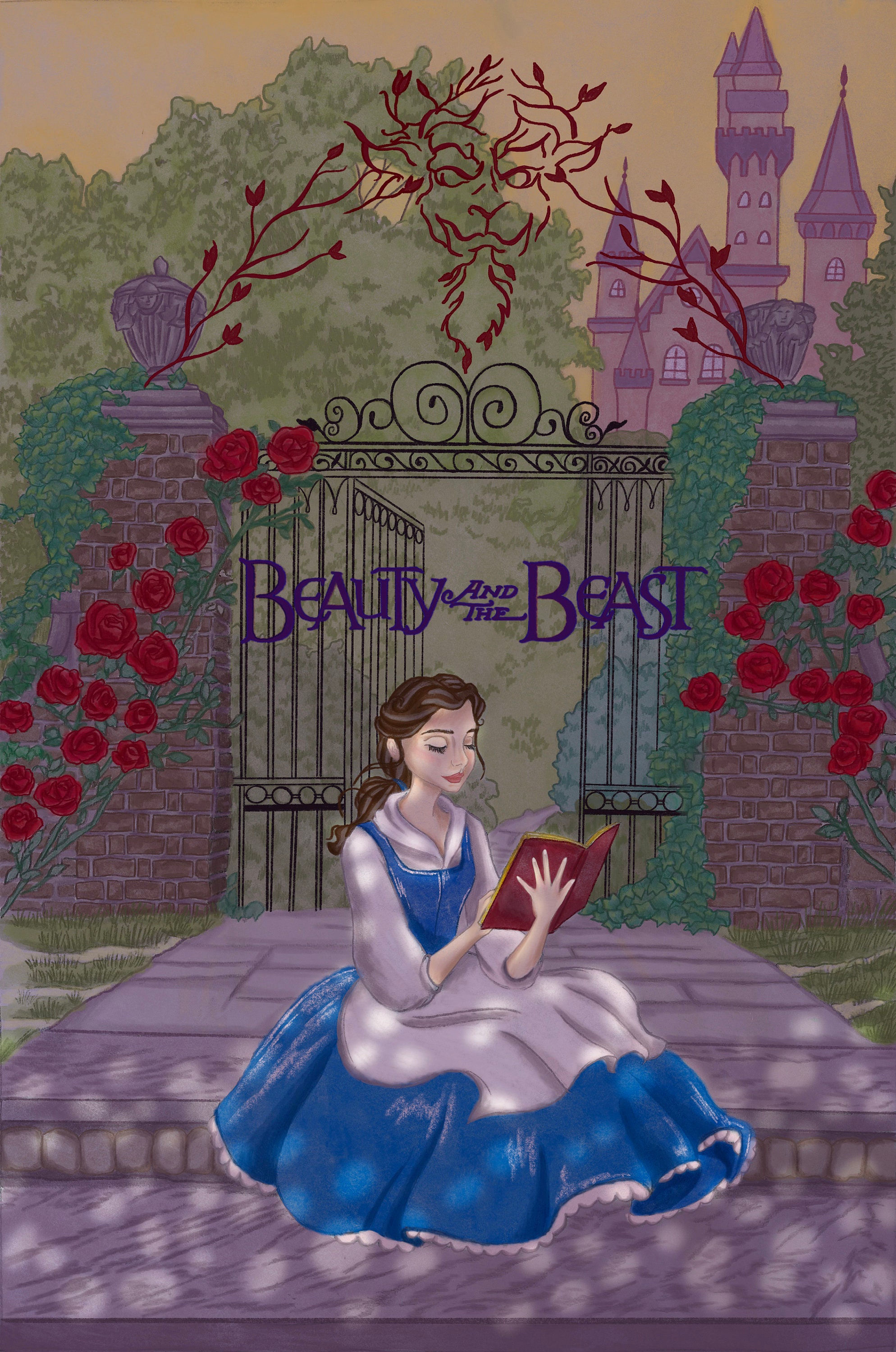 Beauty and the Beast Art Print - Illustrated Book Cover Art Print ...