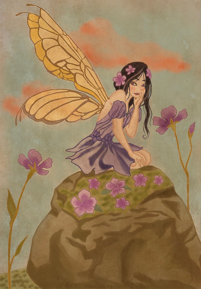 The Violet Fairy Art Print - Fairy Art Print - Flower Fairy Art Print ...