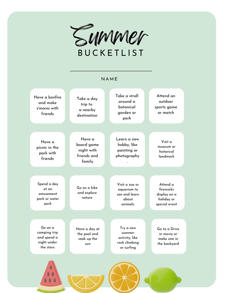 Summer Bucket List for Families - Etsy