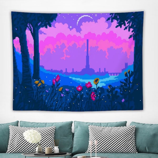 Pixel Art Tapestry - Etsy